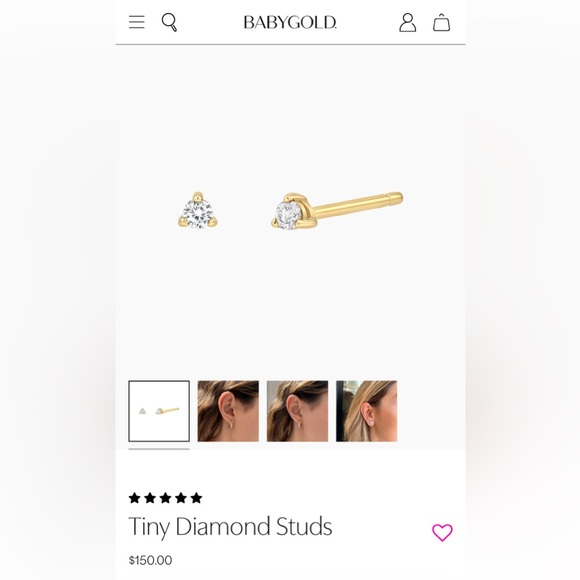 Baby Gold | Jewelry | Tiny Diamond Studs | Poshmark